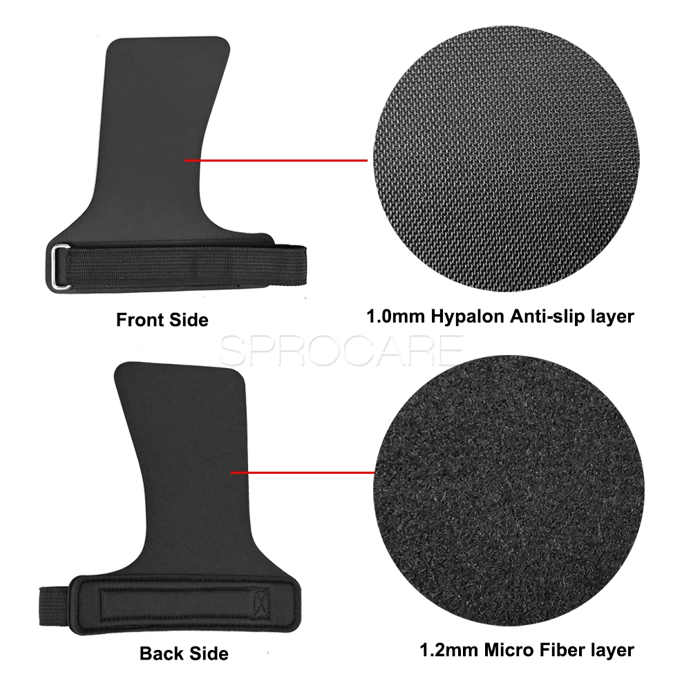 Black Gymnastic Cross Fit No Hole Fingerless Hypalon Hand Grips