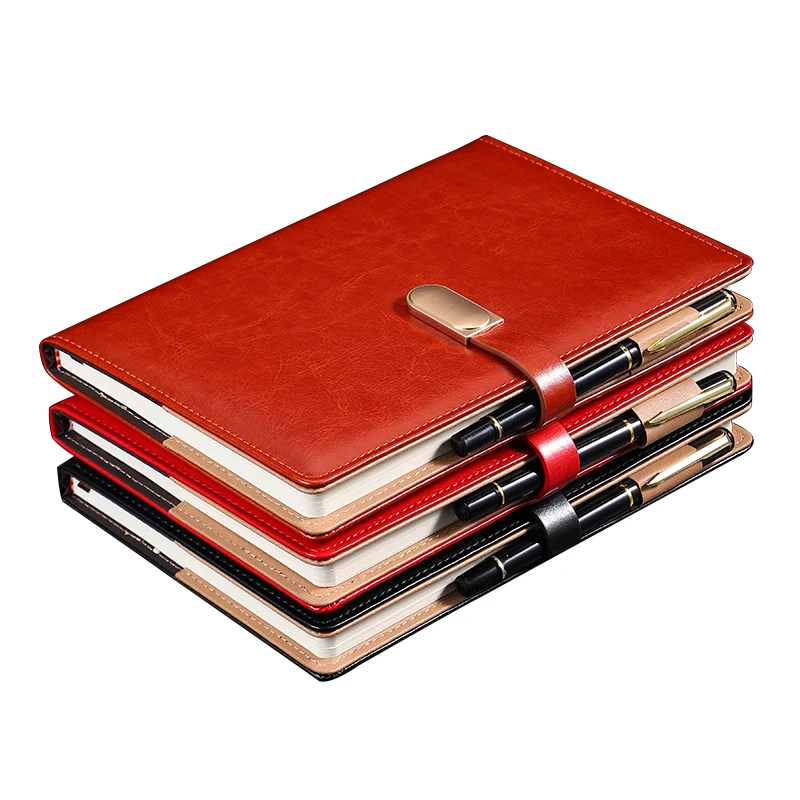 Custom Note Book Custom Logo Leather Cover Metal Magnetic Note Book ...