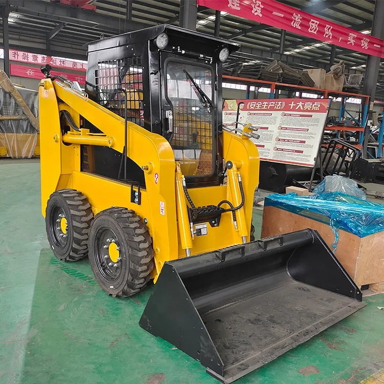 2 Ton Hydraulic Skid Steer Loader Flexible Turning Mini Loader With 0 ...