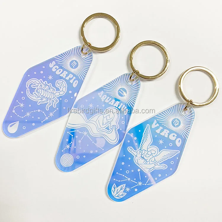 Custom Rainbow Holographic Acrylic Keychain Rainbow Hologram Keychain ...