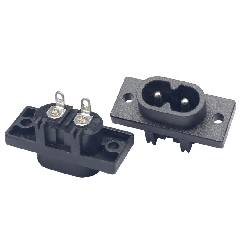 C8 Panel Mount Plug Adapter Ac 250v 5a 2 Pins Iec Inlet Module Plug ...