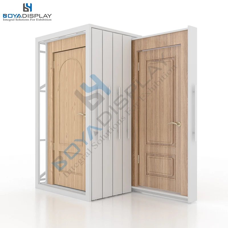 Customized Wooden Door Sample Display Rack Stand with Door Frame