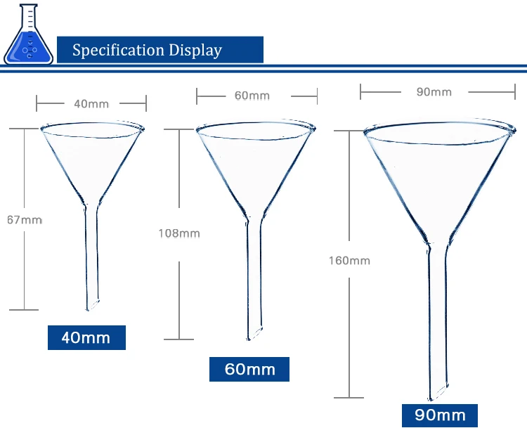 Glass Conical Funnel Cheap Wholesale Laboratory 60mm 90mm 120mm Conical ...
