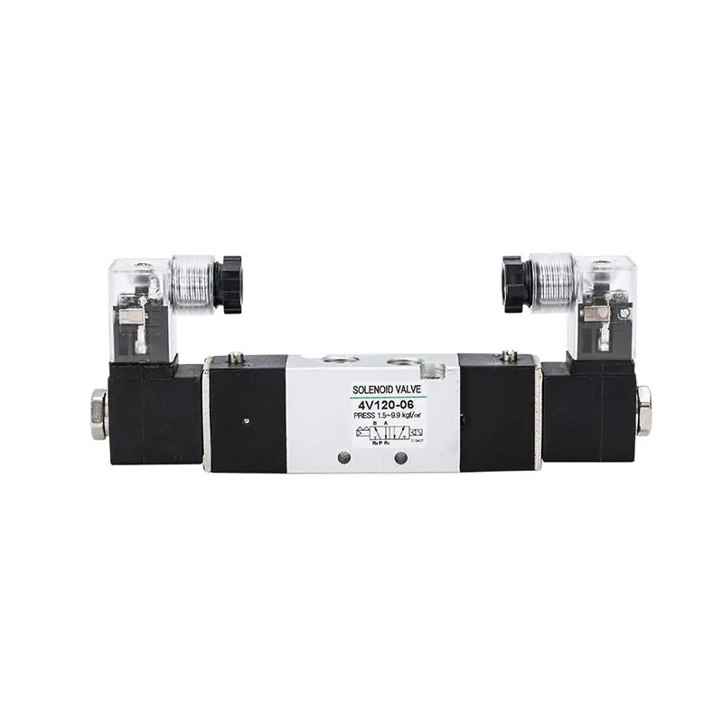 4V100 Series Operated Directional Valve 4V120-06 2 Position 5 Way Single Double Coil Electric ...