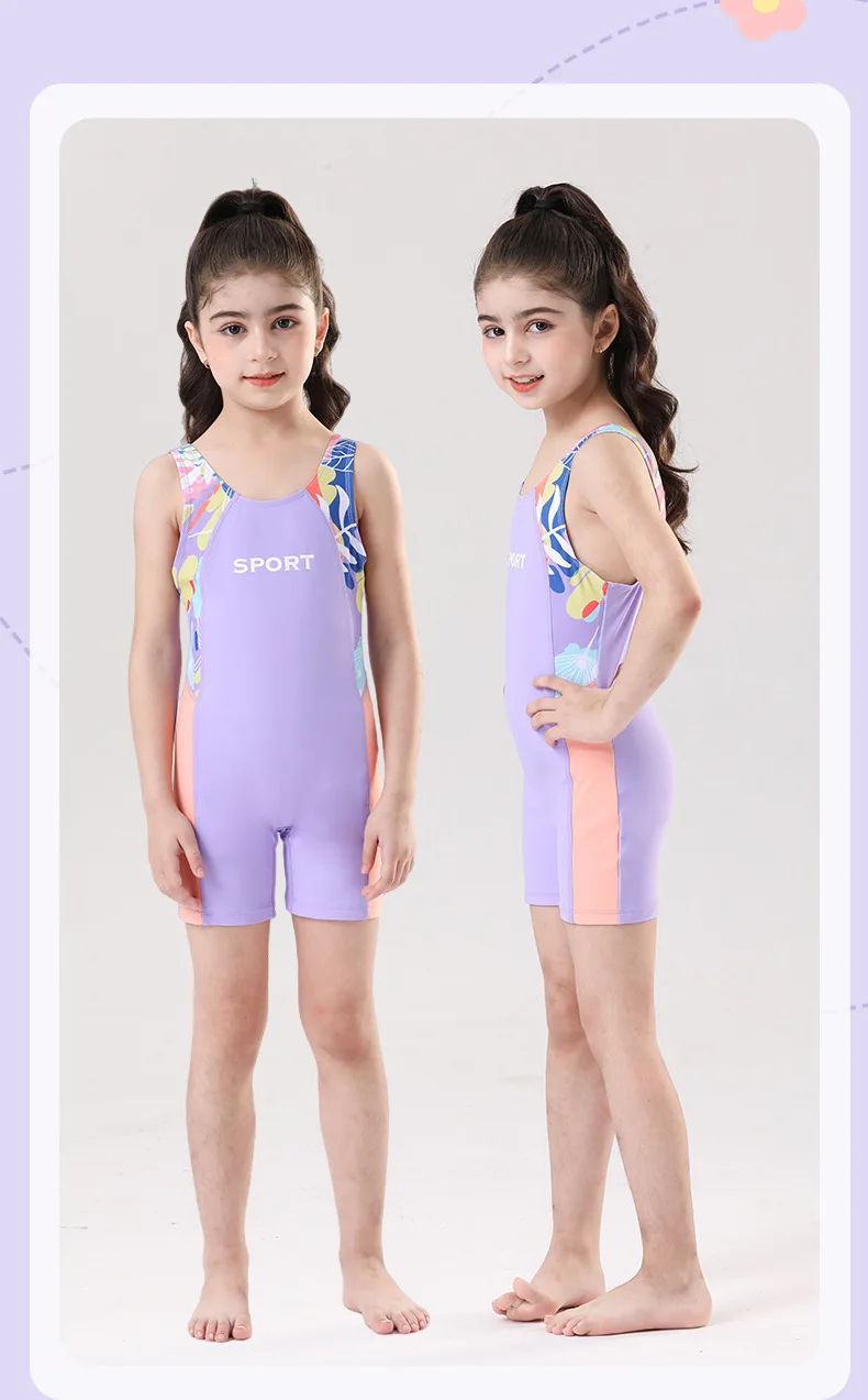 2025 New Girls' Swimwear for Middle and Big Children High Waist Flat ...
