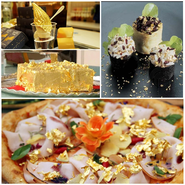24k Edible Pure Gold Leaf 9.33*9.33cm Edible Pure Metal Foil Gold Leaf ...