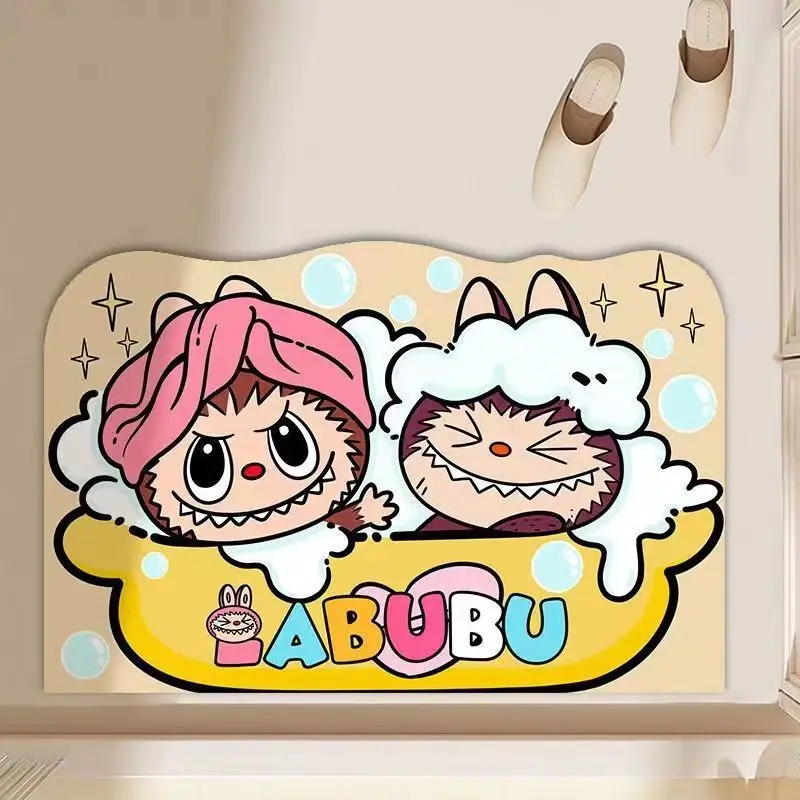 Cartoon Labubu Printed Bathroom Floor Mat New Diatom Mud Absorbent Non ...