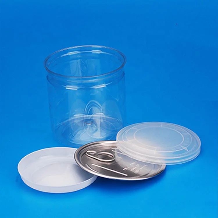 360ml Easy Open Candy Plastic Tin Container With Food Grade Pet Body ...