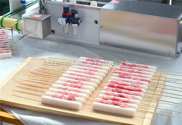Automatic Souvlaki Skewer Machine Doner Kebab Wear String Machine Chicken Meat Satay Kebab ...