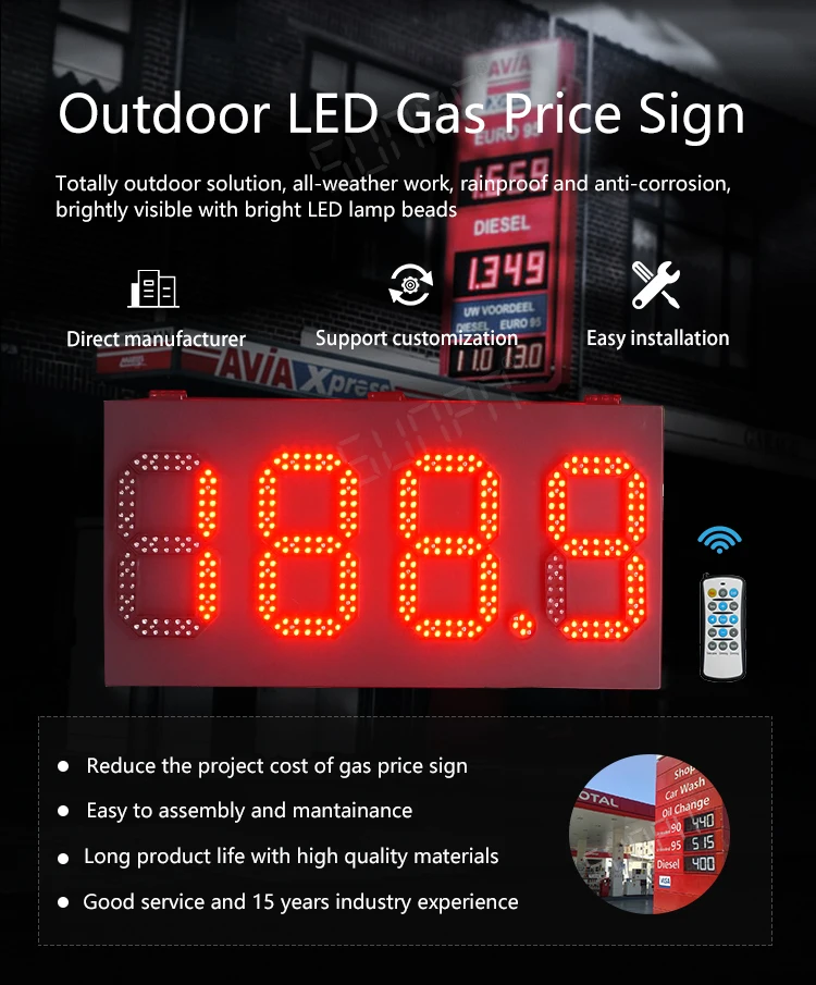 Russia Gas Station Led Gas Price Sign 8888 Digital Petrol Station /led ...