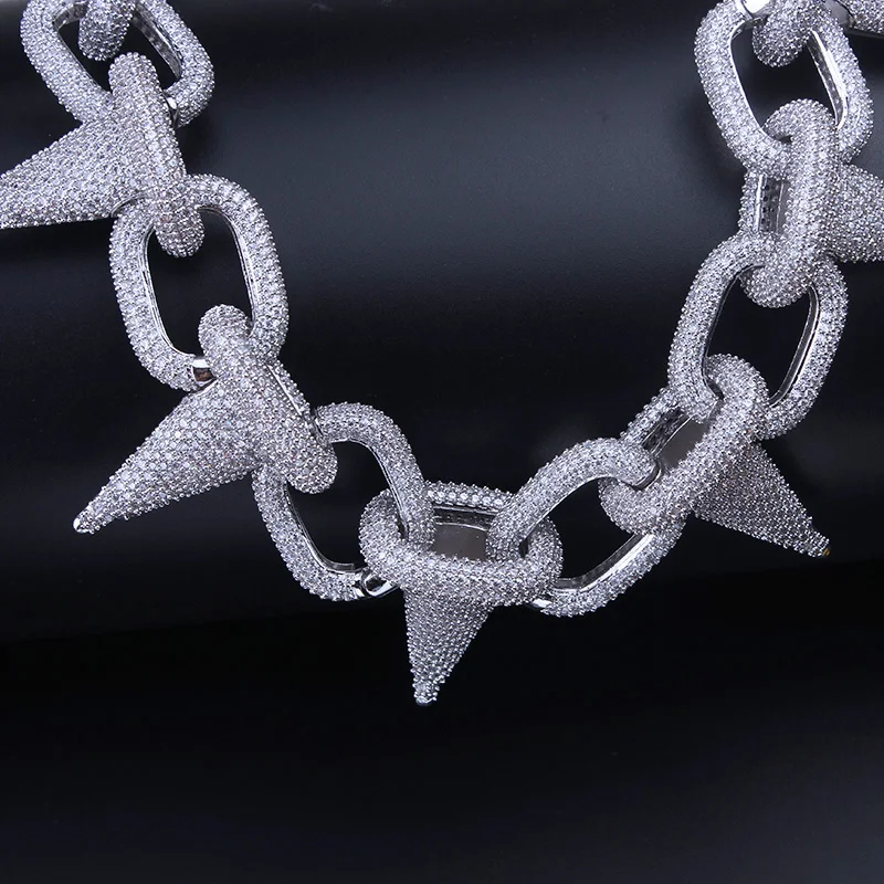 Gold & Silver Spike Bone Choker Necklace for Men, Mens Chains Necklace, OEM