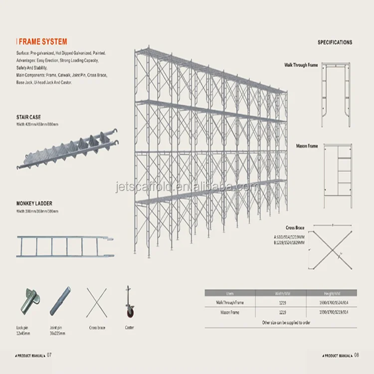 4ft X 6ft Ladder Frame Scaffolding for Building Construction