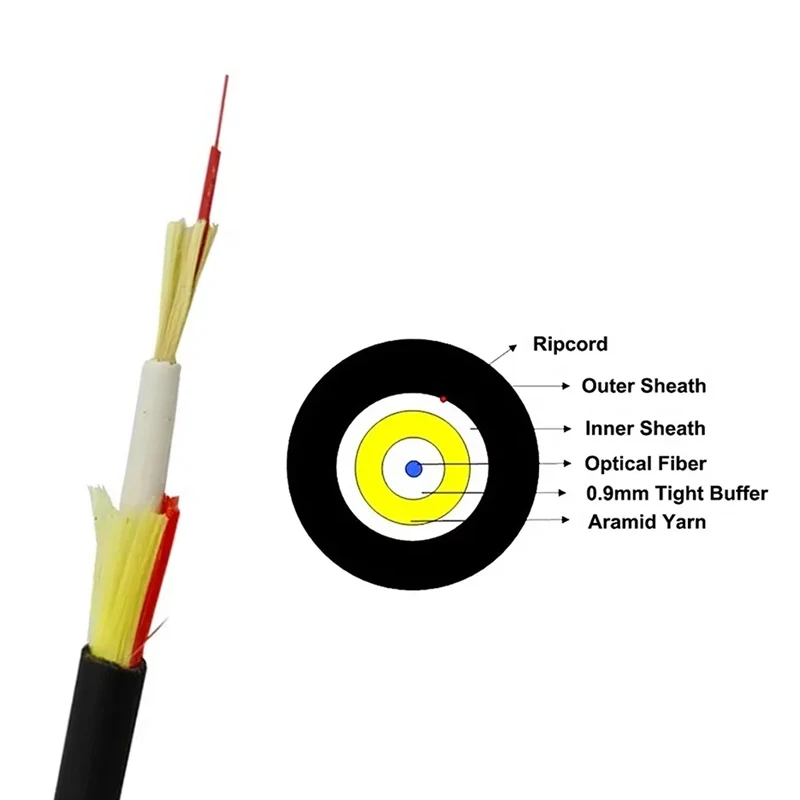 FTTH 2 Core Fiber Optic Cable - 500m Double Sheath Drop Cable