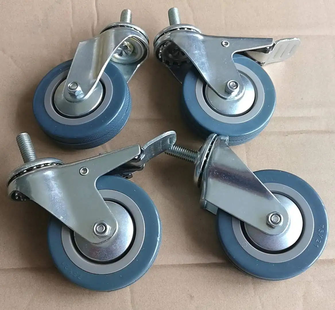 Zr M10 M12 Thread Stem Casters 50 65 75 100 125mm Grey Rubber Pvc Screw ...