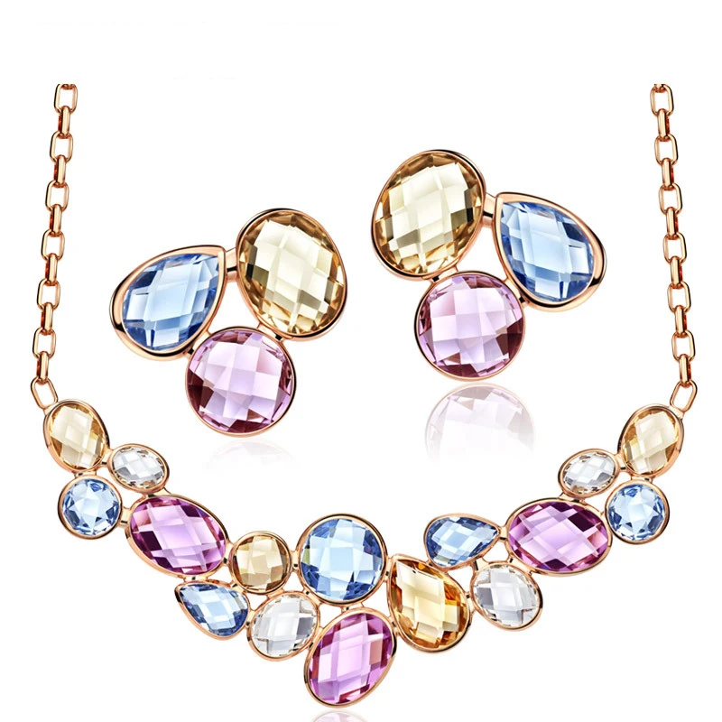 Neoglory Light Gold Colorful Crystals Beads Bridal Jewelry Sets ...