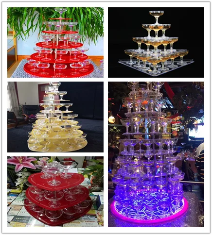 Five-Layer Round Glowing Wine Tower for Weddings - Elegant Champagne ...