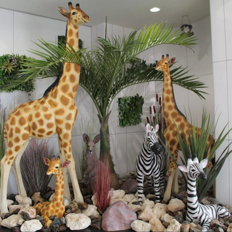Outdoor Big Life Size Animal Statues Safari Animals Props Giraffe Party ...