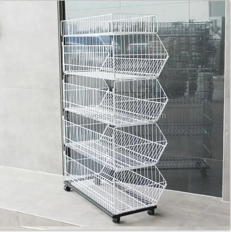 Wire Mesh Storage Stacking Display Cage Stand With Wheels Convenience ...