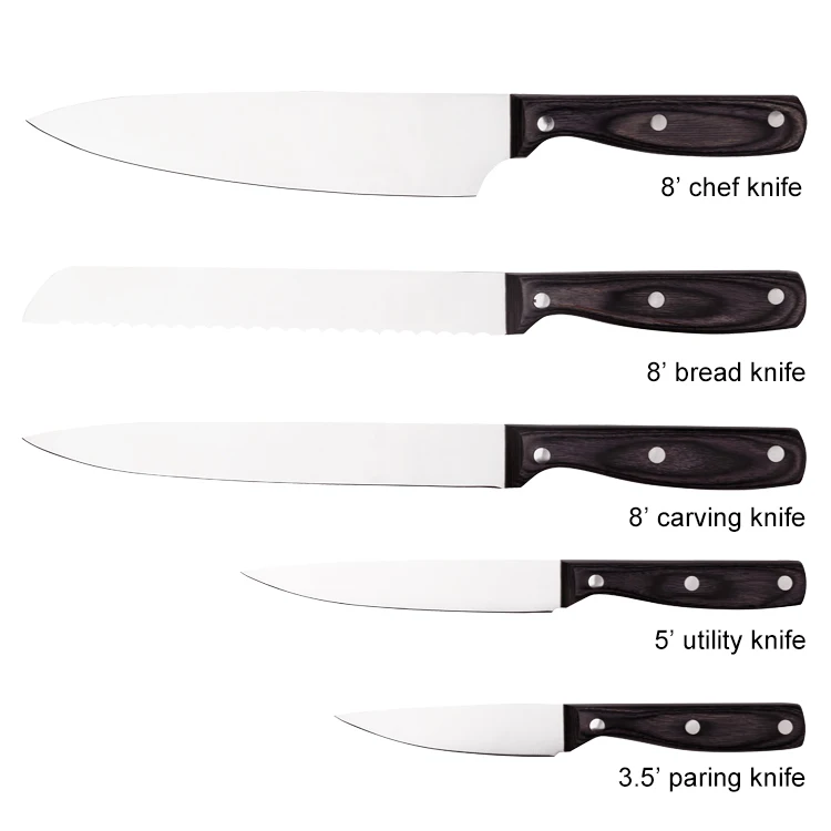 Factory Direct 5-inch Practical Kitchen Knife Set With Natural Wood ...