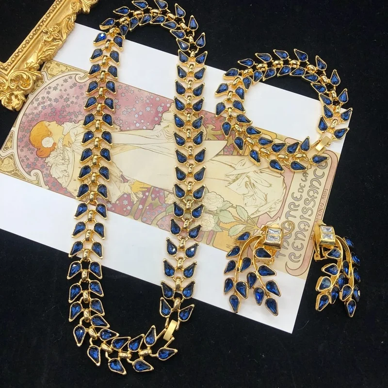 Medieval Series Collars Mysterious Sapphire Diamond Leaf Modeling ...