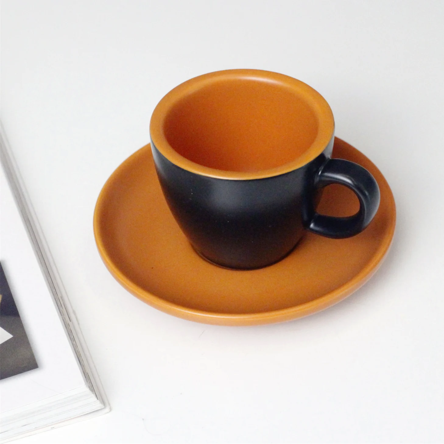 Custom Two Color Ceramic Espresso Coffee Cup and Saucer Custom Logo ...