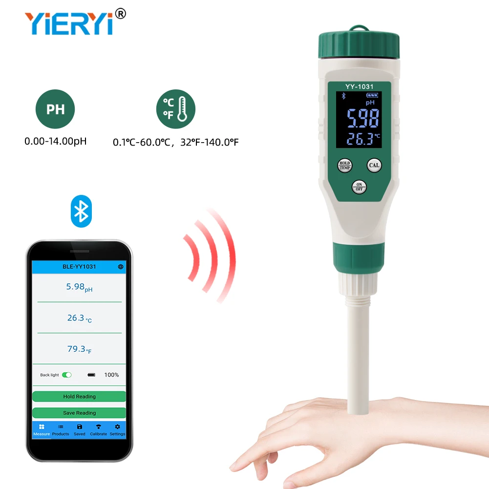 Backlit Lcd Display Bluetooth Ph Meter With Atc High Accuracy Ph Tester ...