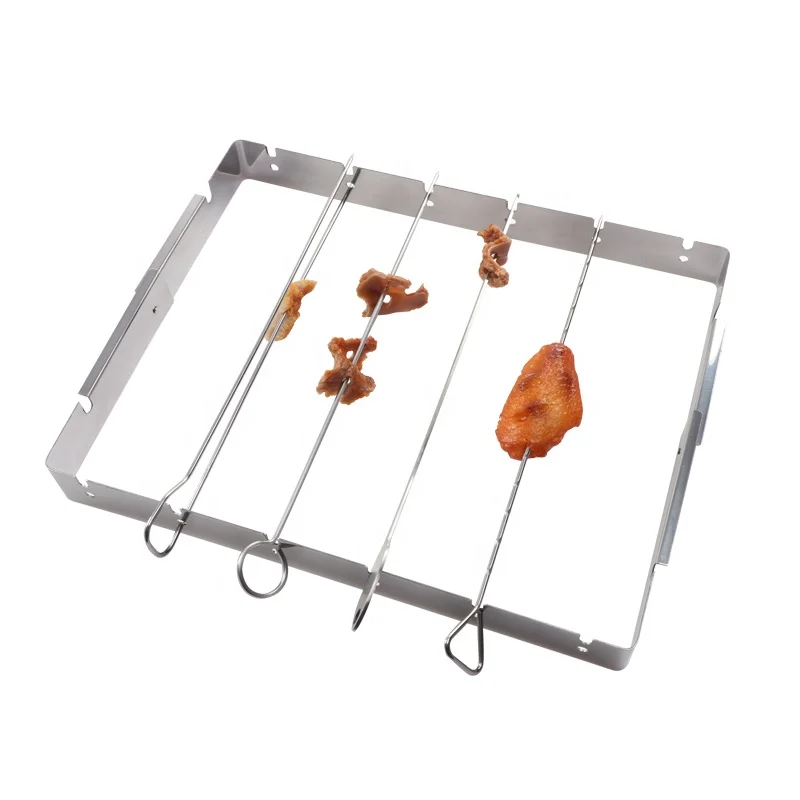 Foldable Stainless Steel BBQ Grill Rack Skewer Stand Kabob Set/Kebab ...