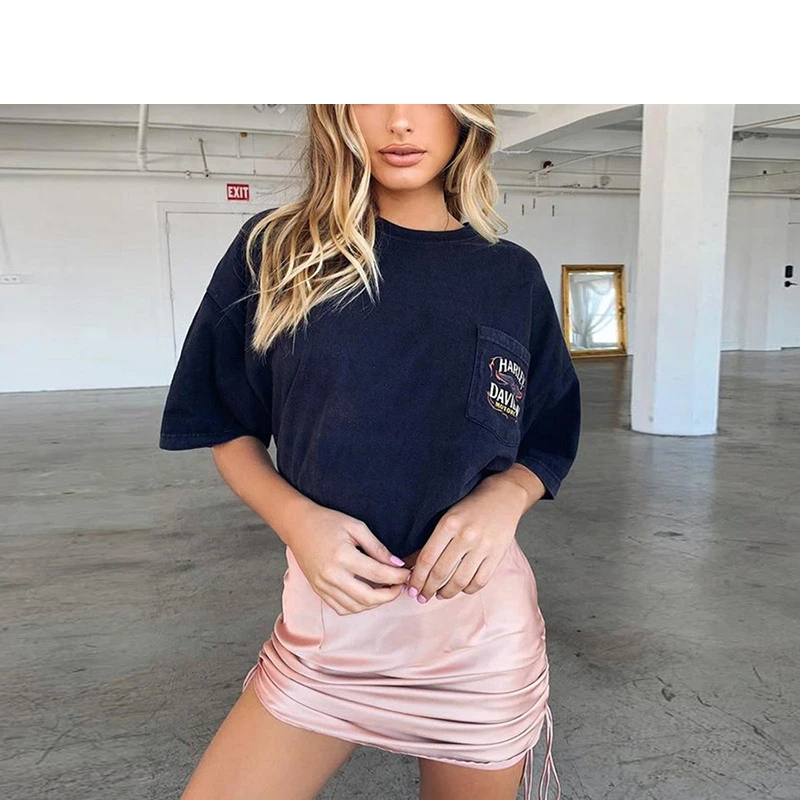 Summer New Style Sexy Solid Satin Drawstring Buttock Skirt - Buy ...