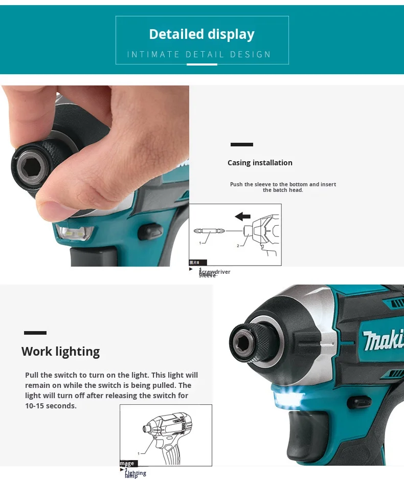 Brushless Motor 12V 800W Electric Screwdriver Makita DTD152 Impact ...