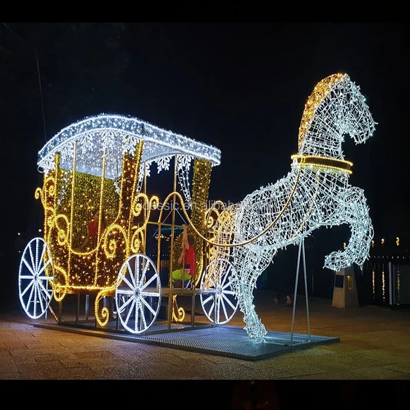 Life Size LED Acrylic Santa Sleigh for Christmas Displays
