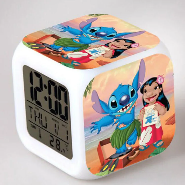 Cute Carton Blue Lilo And Stitch Decoration Clock,Rgb Light Color ...