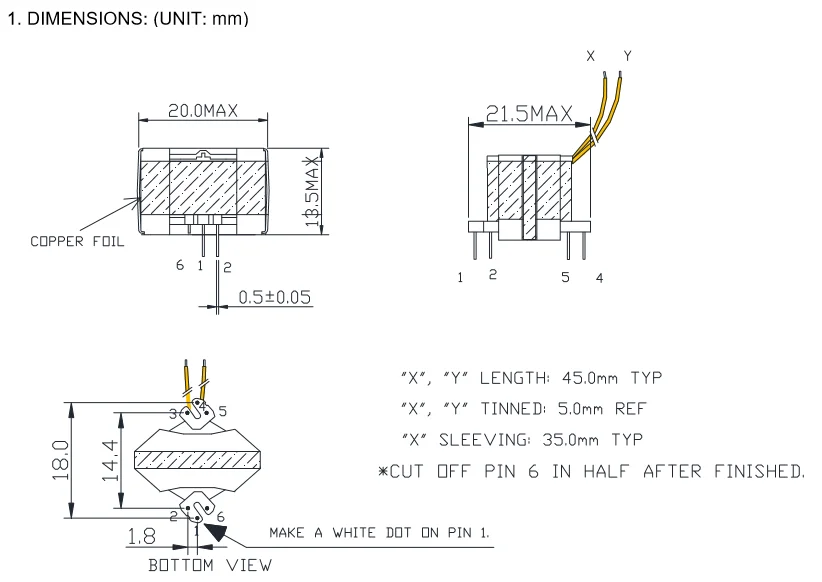 RM4 RM6 RM8 RM10 PIN Ac Dc Mini Mode Series High Frequency Transformer
