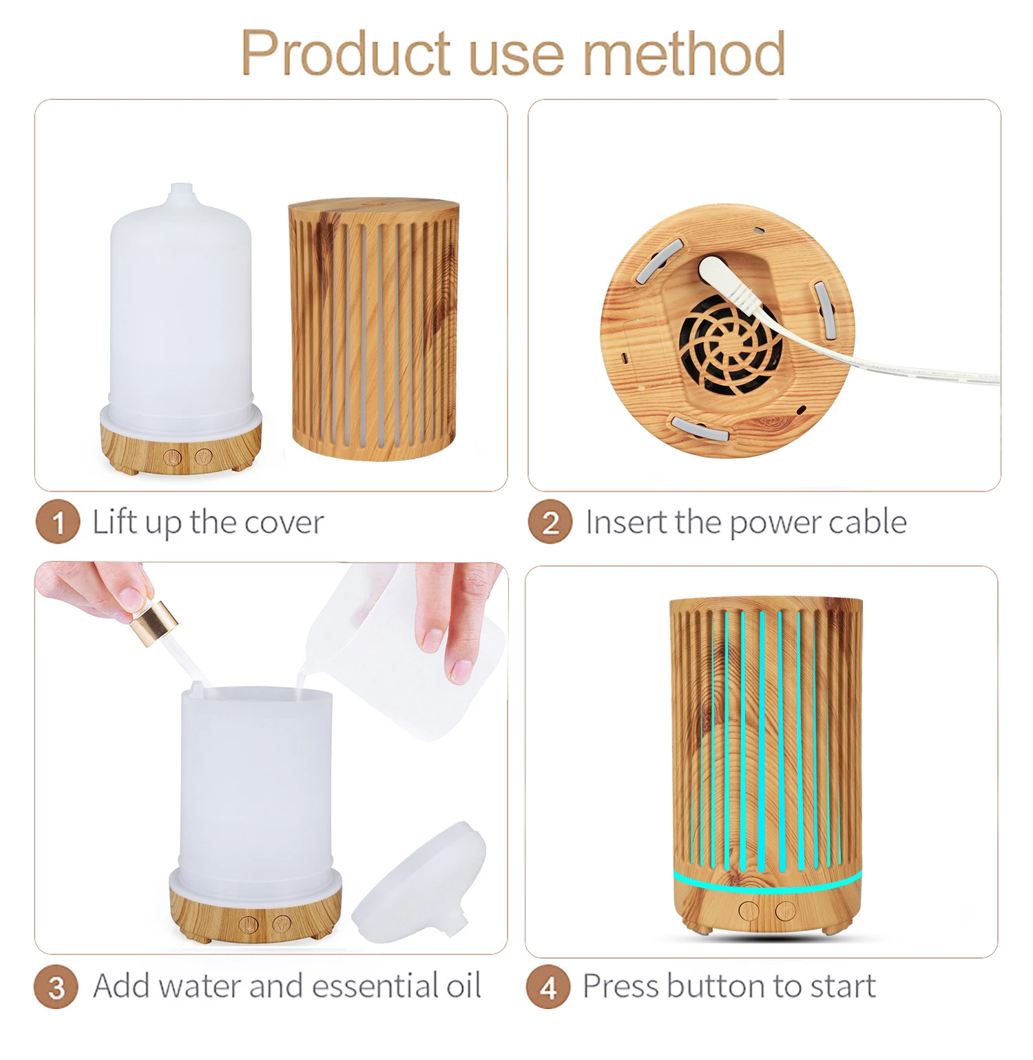 Difusor De Bambu - Aromaterapia Ultrasonica App-controlled