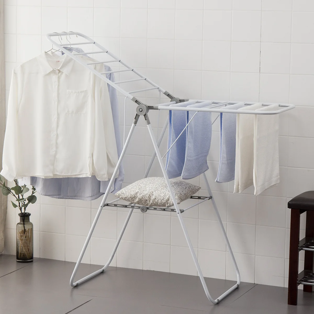 Stainless Steel Drying Clothes Rack Floor Folding Household Bedroom ...