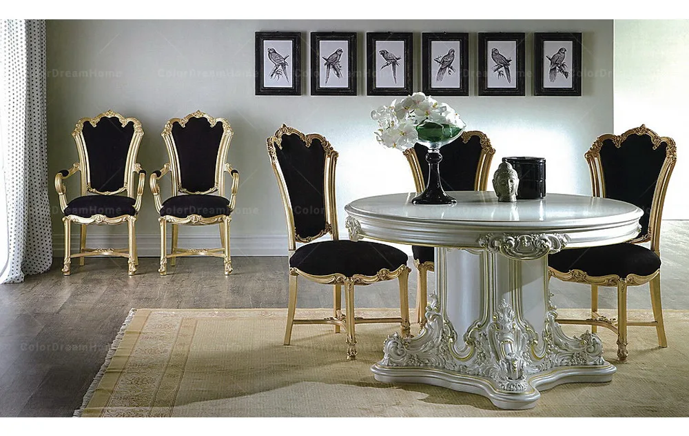 French Royal Luxury Wooden Long Dining Table for 20 Seats