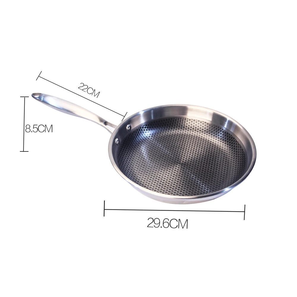 Triple Stainless Steel Honeycomb Nonstick Frying Pan 28cm With Cast ...
