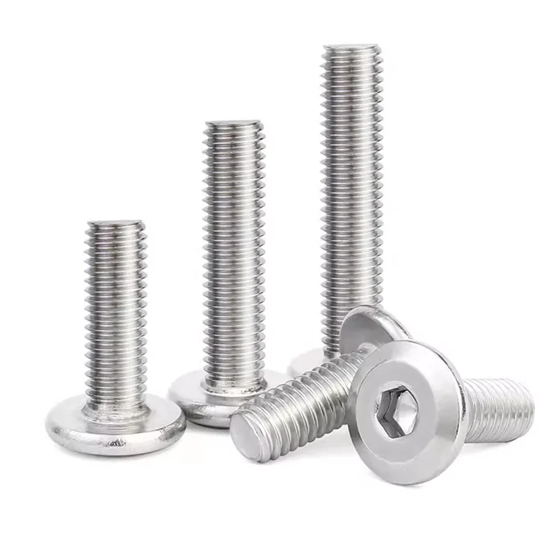 Ss304 Furniture Screw With Bevel Corner Chamfer Flat Round Head Hexagon ...