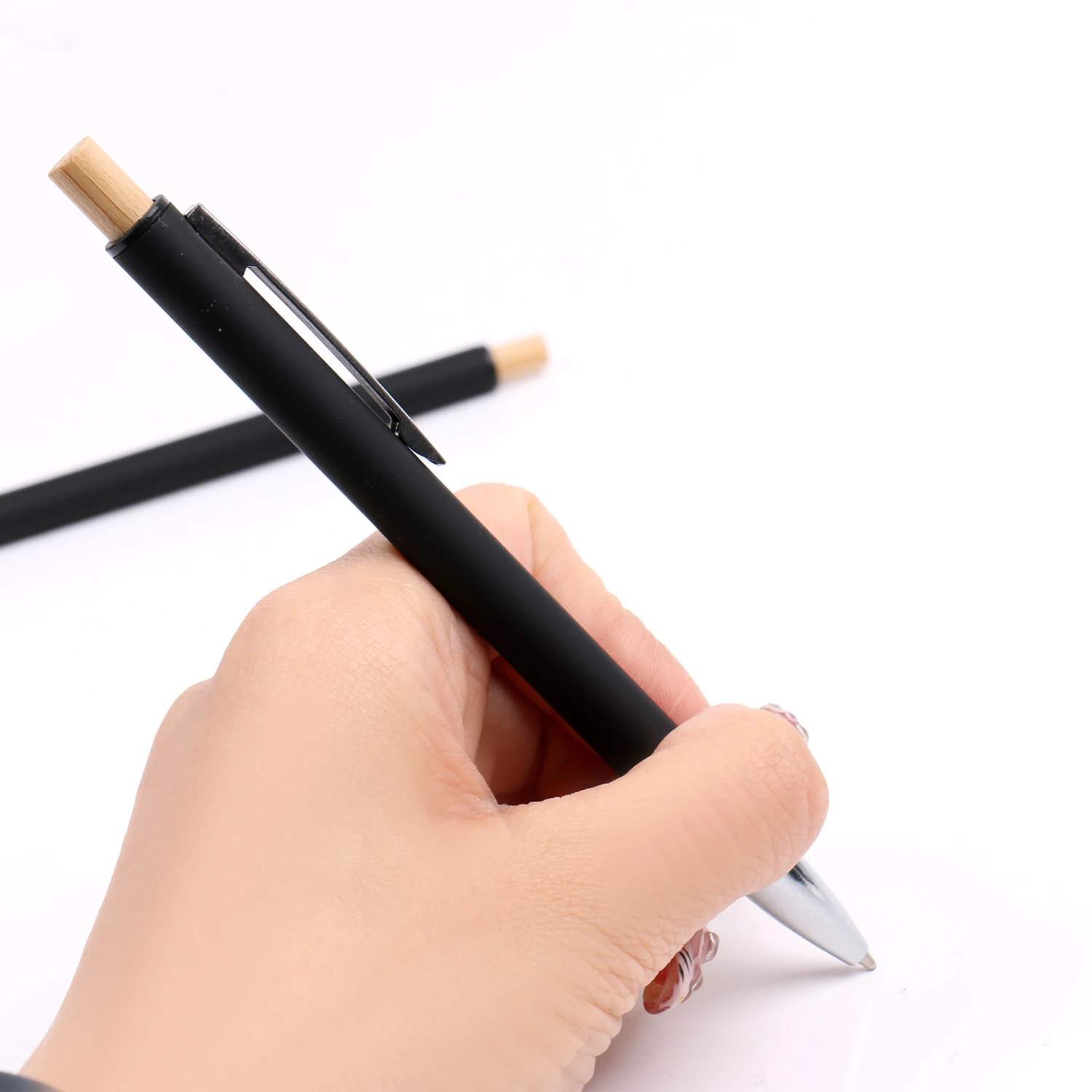 New Simple Splicing Style ECO Bamboo Button Metal Pen with Aluminum Rod ...