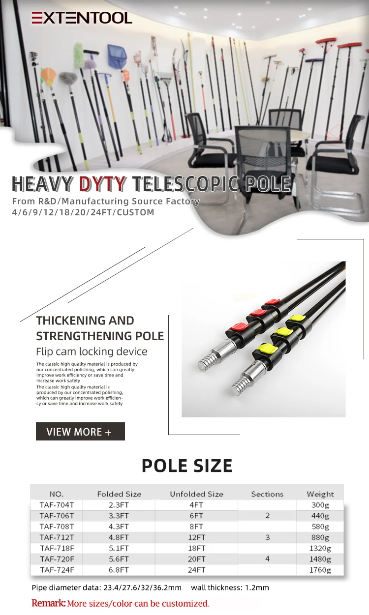 Extentool 8ft Fiberglass/aluminum Push Button Adjustable Pole ...
