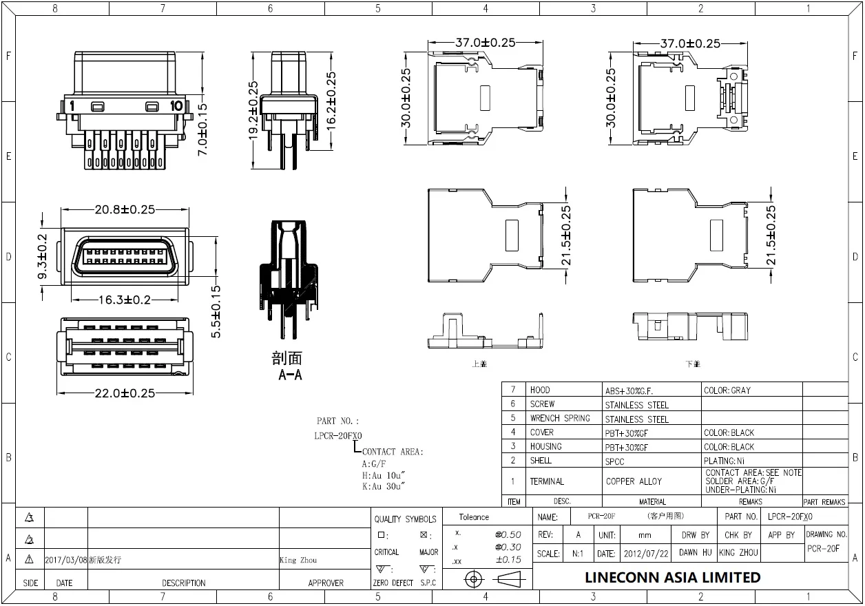 High-quality PCR-20F Servo Encoder Connector SCSI 20pin