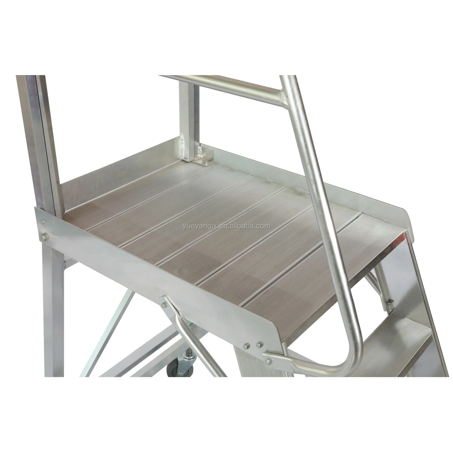 Aluminium Industrial Step Ladder with Safety Handrail
