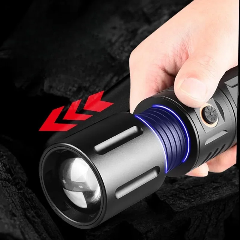 High Power Retractable Flashlight T40 High Brightness Lamp Beads Strong ...
