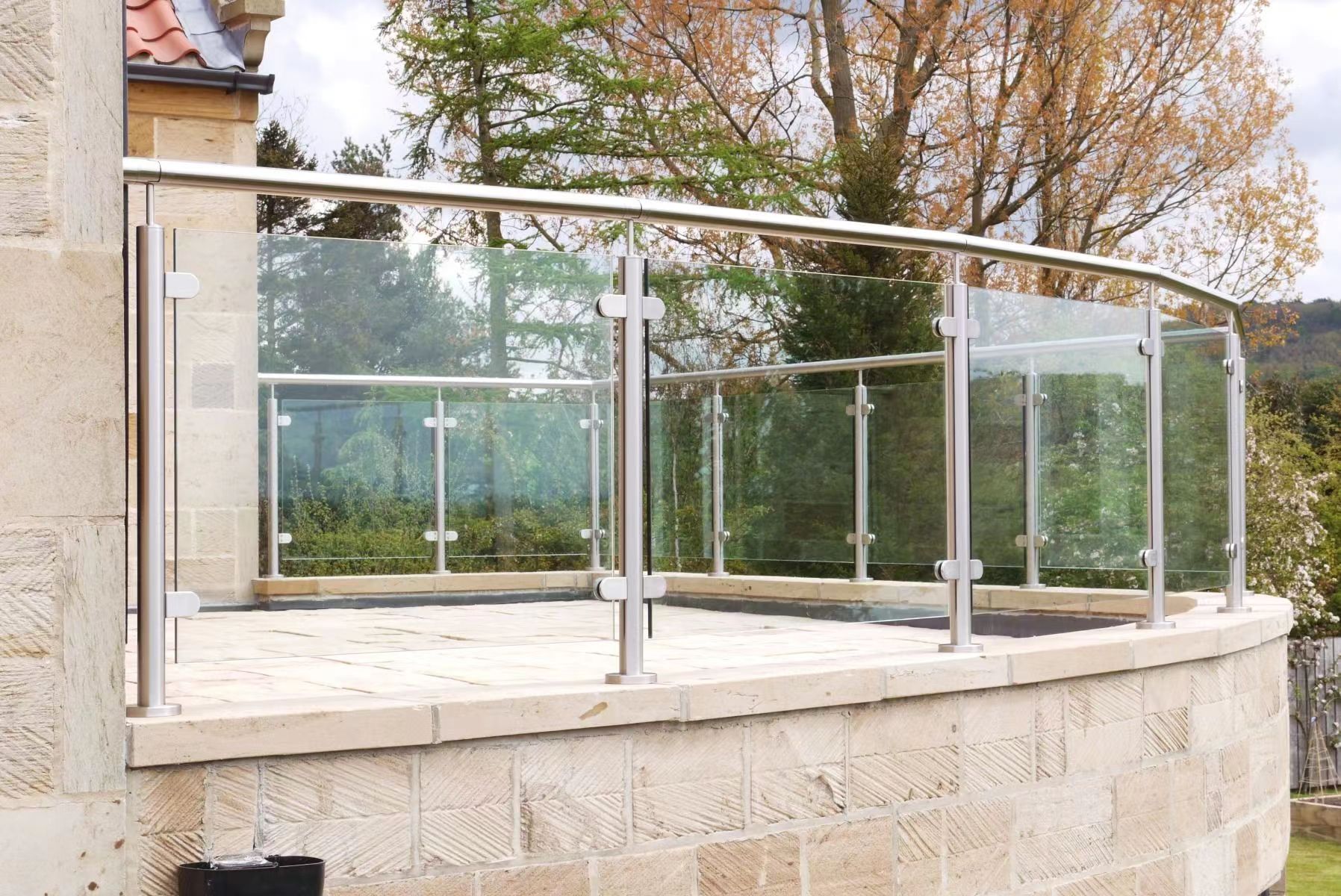 Outdoor Glass Clip Railing Column - U-Shaped Stainless Steel