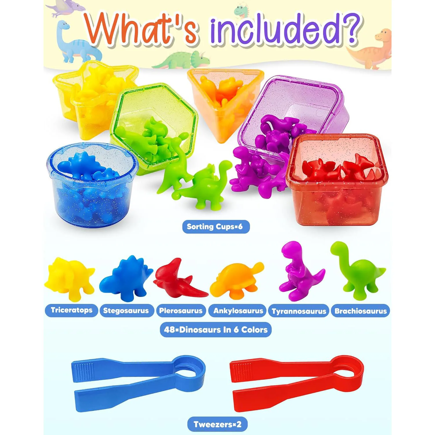 Counting Dinosaurs Toys With Sorting Shaped Boxes Montessori Toys Color ...