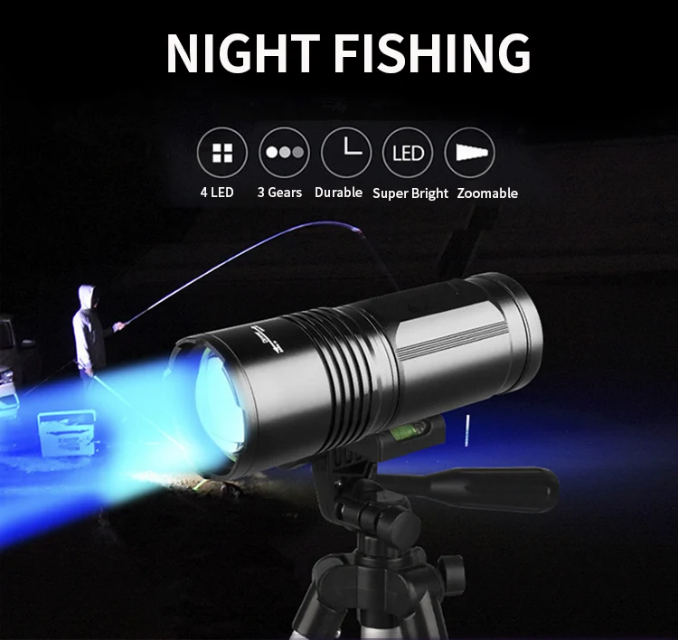 4 Led Rechargeable Fish Lights Digital Power Display Night Lights ...