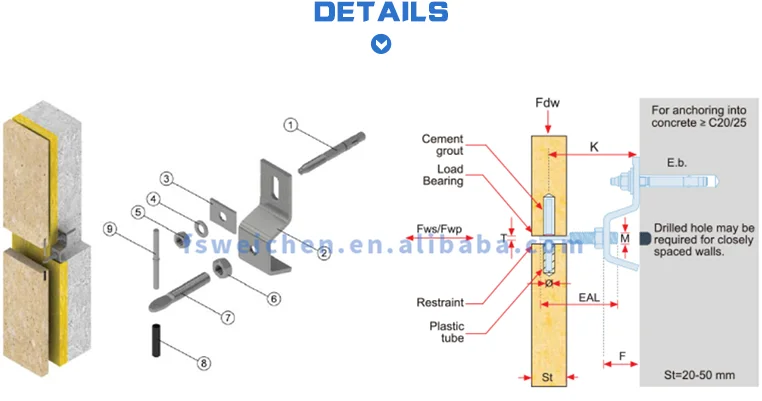 Stone Fixing Cladding System - Stainless Steel Brackets