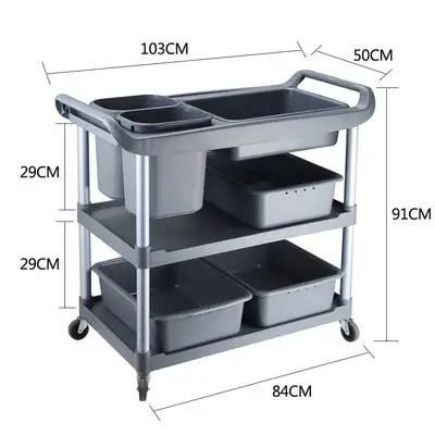 Plastic Restaurant Service Trolley 3 Tiers Service Trolley For ...