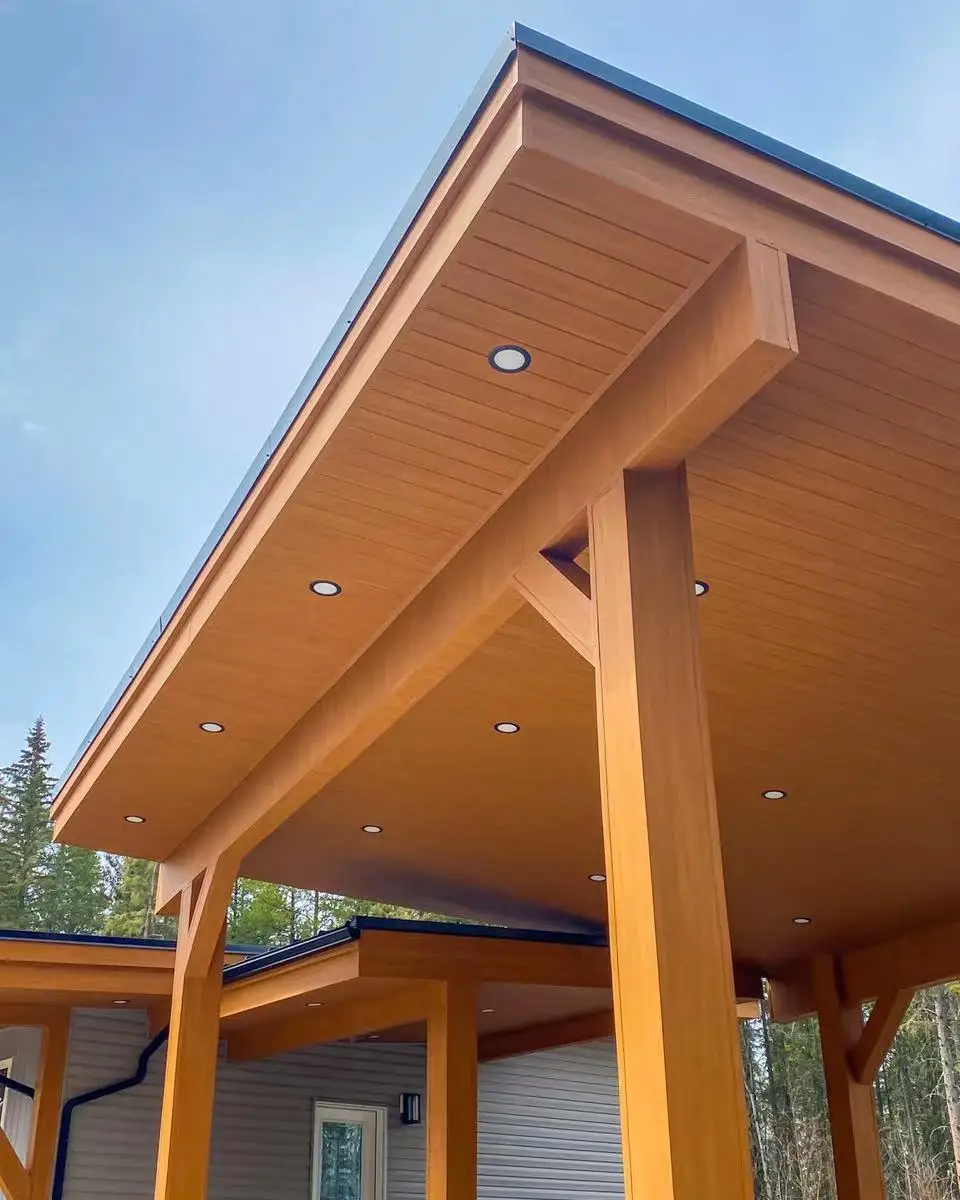 Pvc Soffit Wooden Color Eave Panel For Outdoor Uv Resistance 300mm Wide ...