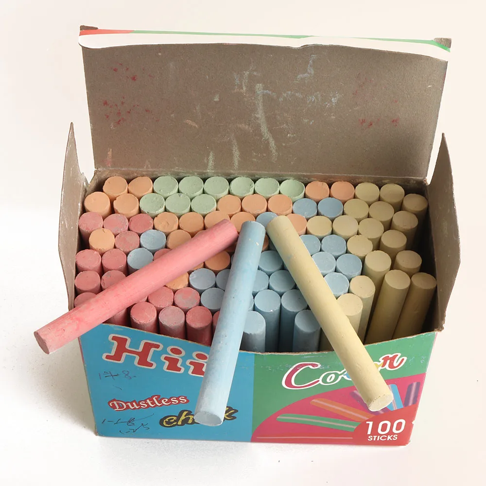 Study Time 100pcs Dustless Chalks Sidewalk Chalk White Support Custom ...