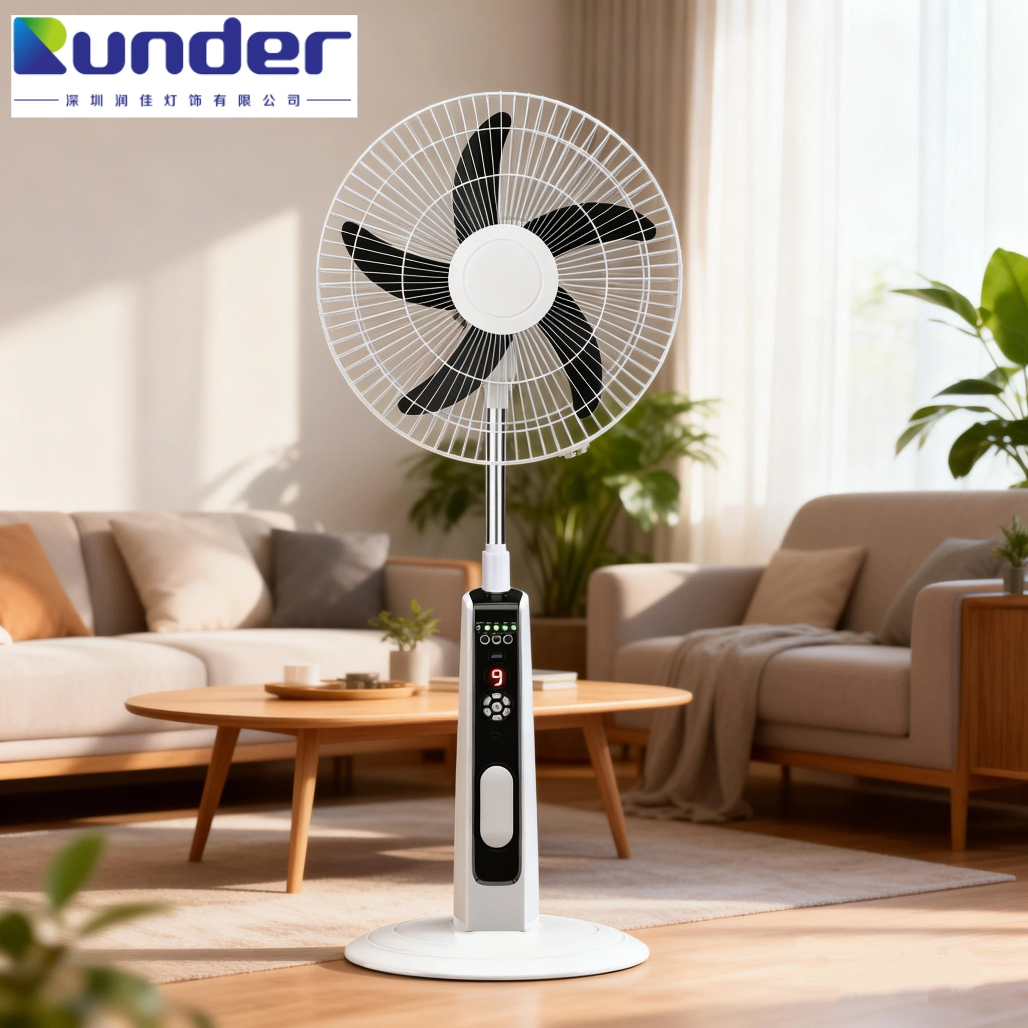 16inch Rechargeable Stand Fan with Remote Control 9 Speeds with Digital ...